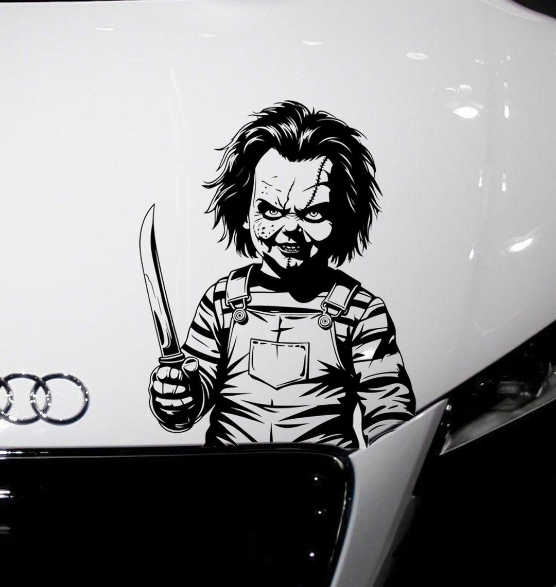 Chucky Decal , Horror Car Decal, Large Hood Decal , Universal Car Decal ...
