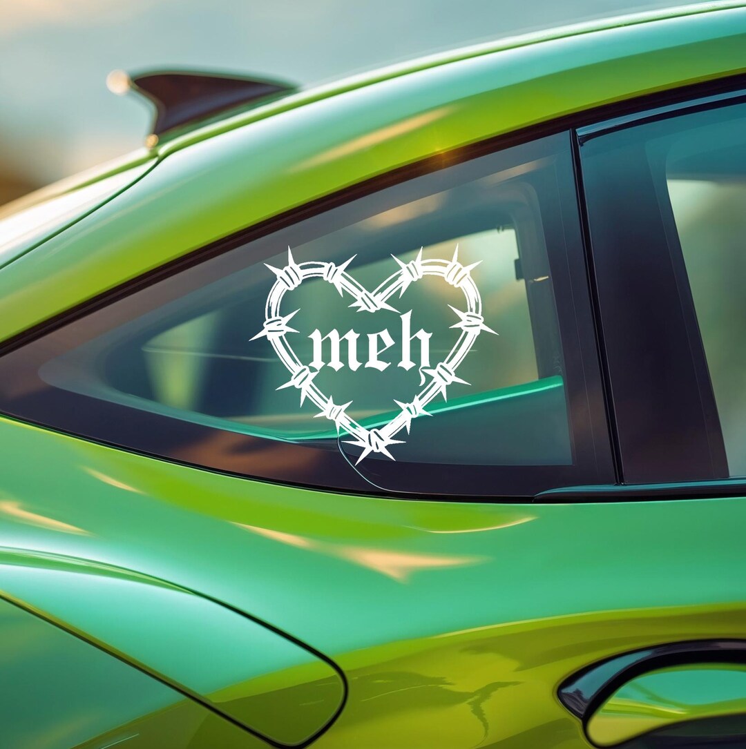 Meh Tank Decal - Thorn Heart Decal - Gothic Car Decal - Windshield Car ...