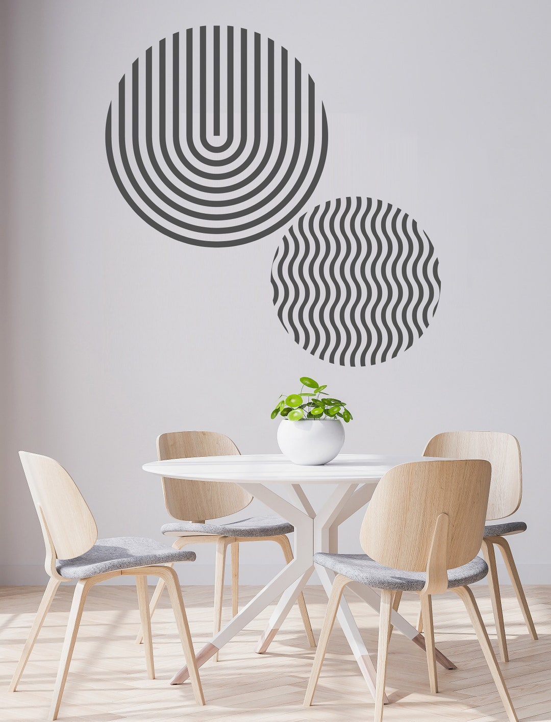 Geometric Pattern Abstract Circles Wall Decal Large Sticker Wall Décor ...