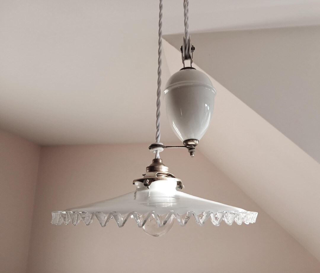 Opaline Pendant Light With Porcelain Counterweight Circa 1950s - Energy ...