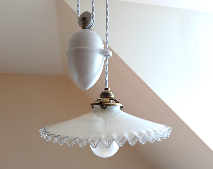 Opaline Pendant Light With Porcelain Counterweight Circa 1950s - Energy ...