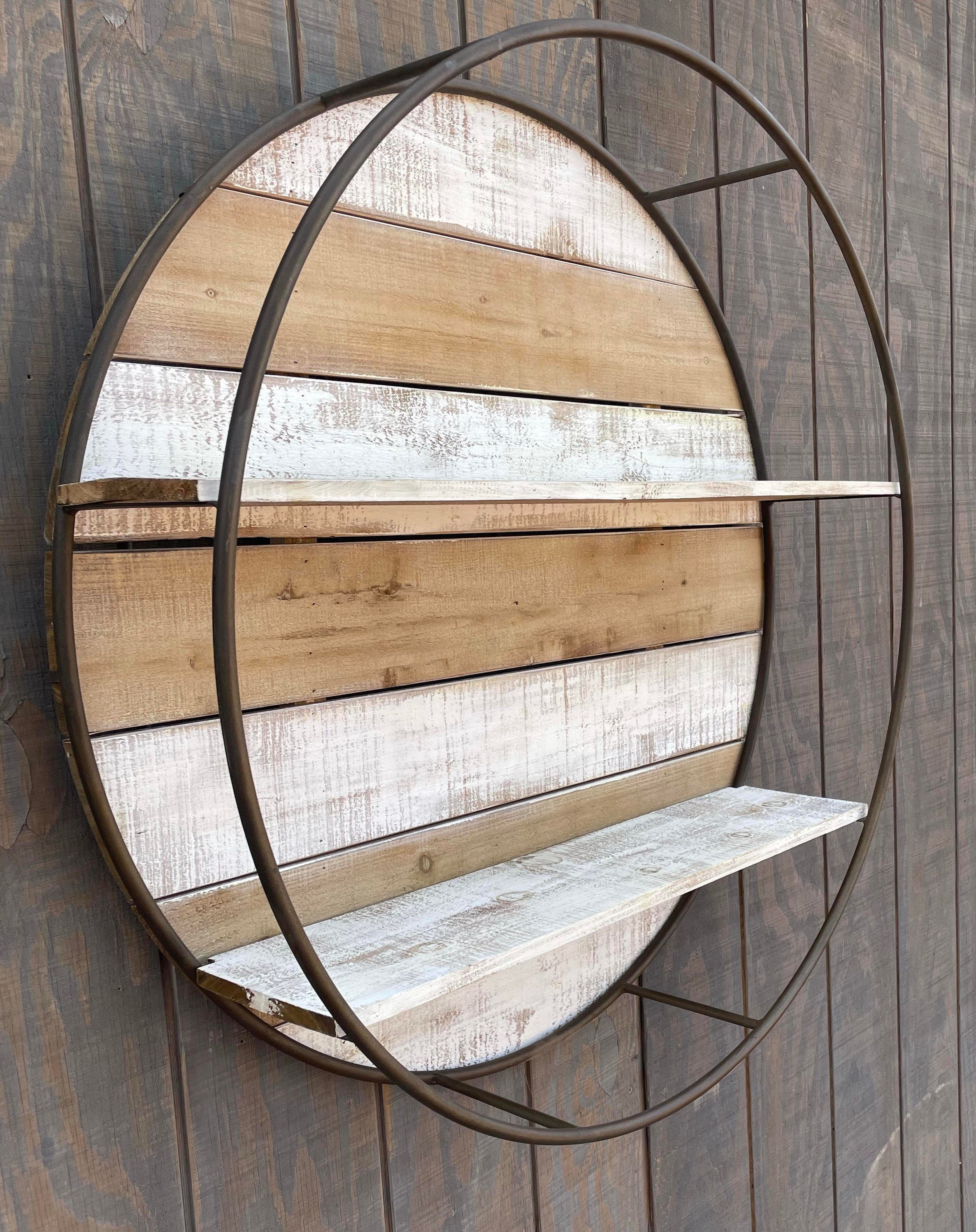 Huge Distressed Farmhouse Wooden & Metal Wall Shelf - Etsy
