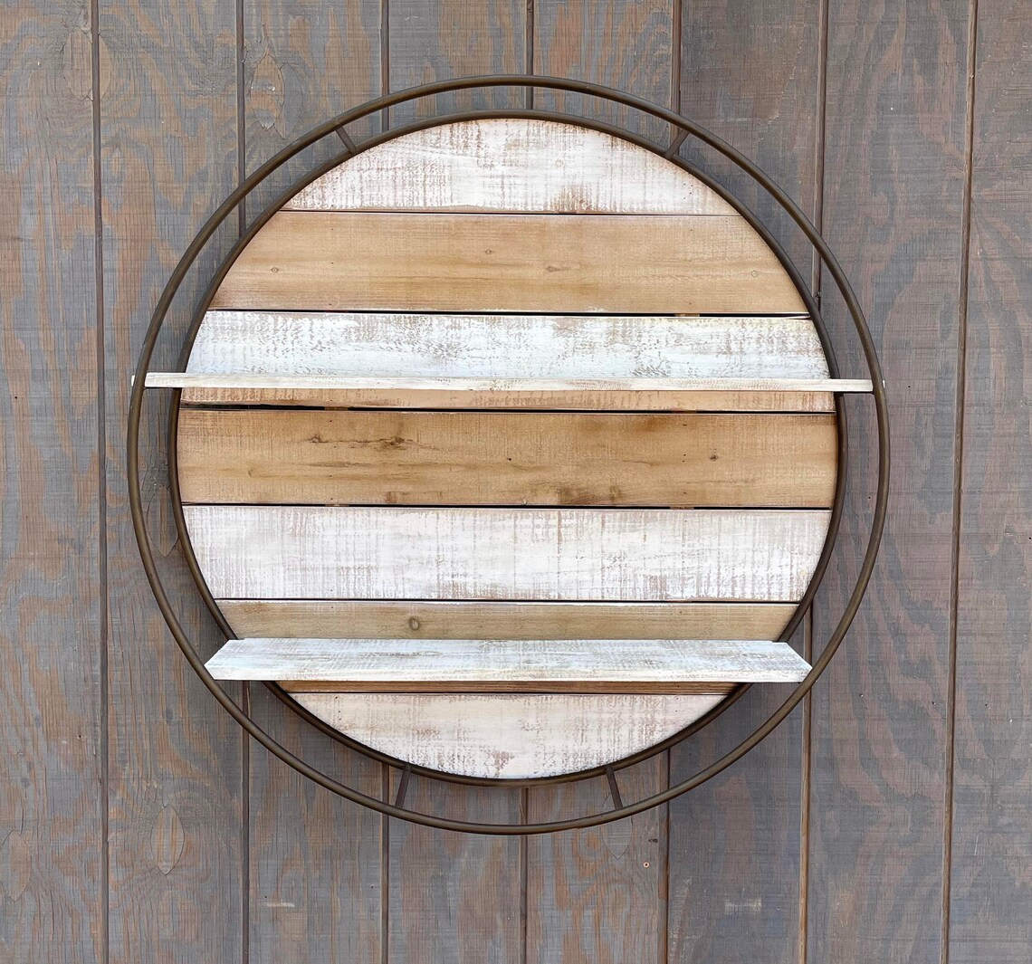 Huge Distressed Farmhouse Wooden & Metal Wall Shelf - Etsy