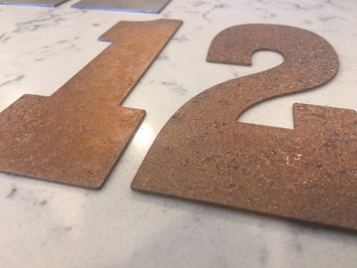 12 Inch Metal Numbers Rusty or Natural Steel Finish | Etsy