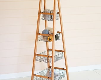 Wooden Ladder With Baskets - Etsy