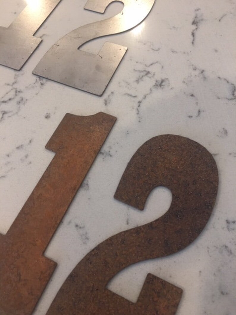 12 Inch Metal Numbers Rusty or Natural Steel Finish | Etsy