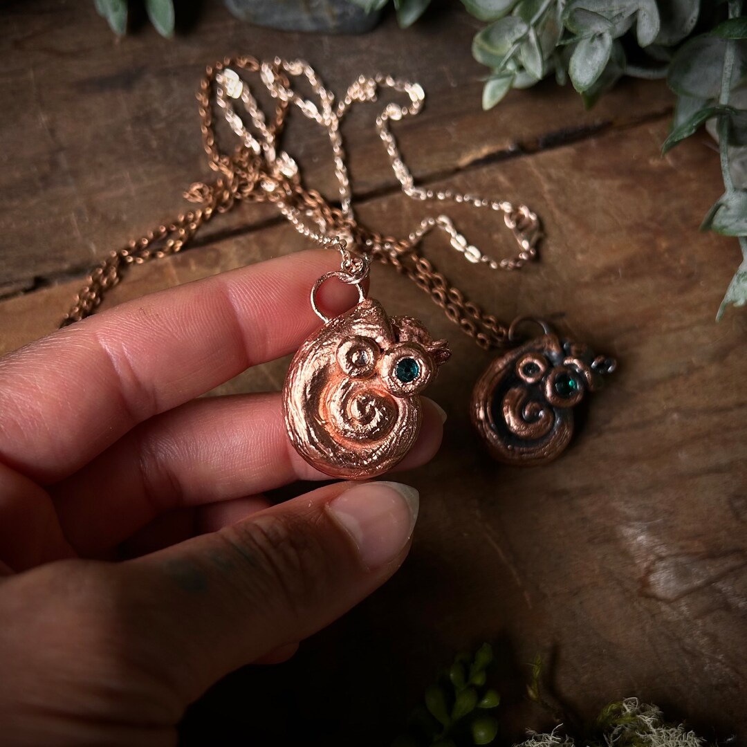 Copper Snail Necklace, Copper Snail Pendant, Snail Sculpture Jewelry ...