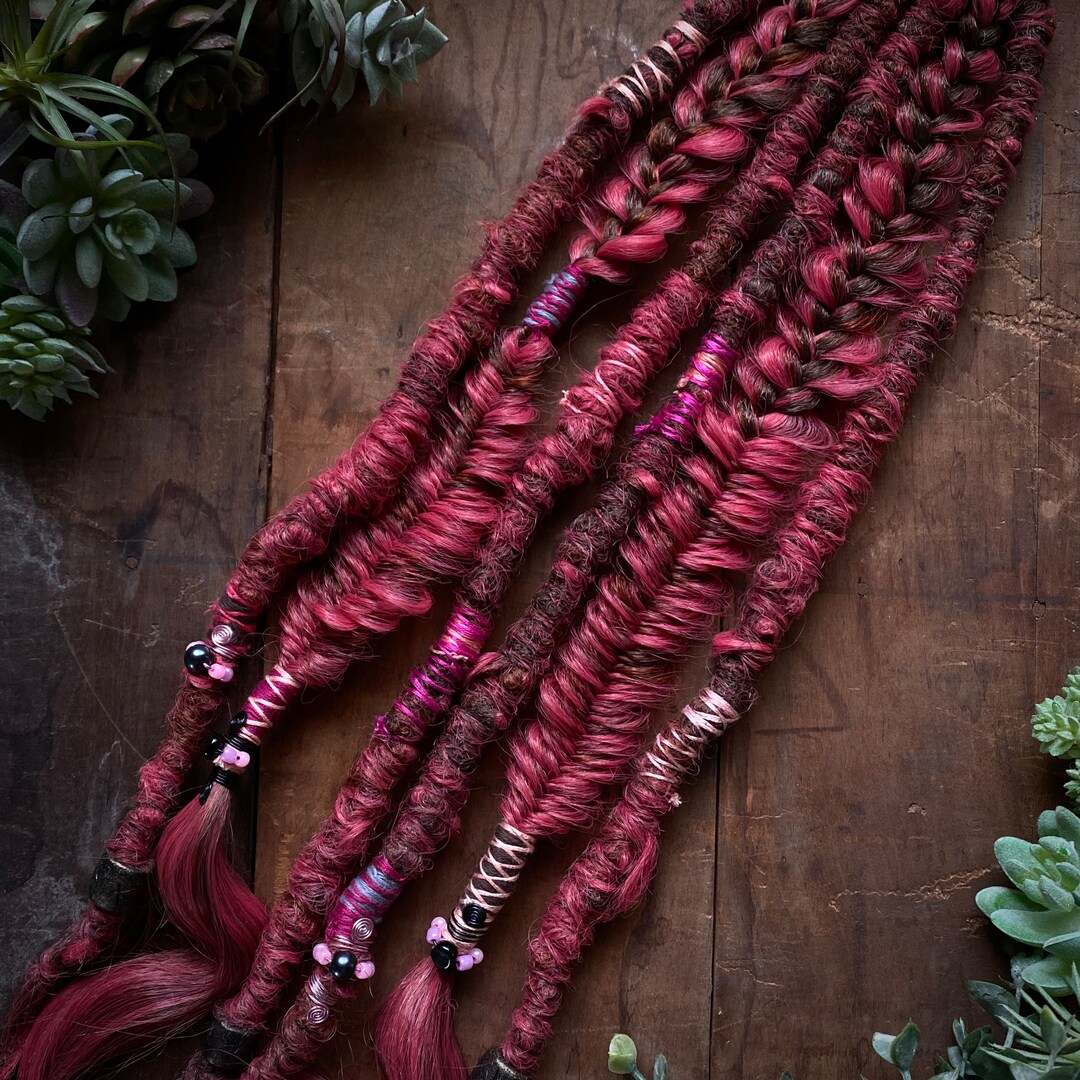 6 Ready to Ship Dreadlock Extensions, Raspberry Chocolate Blend ...