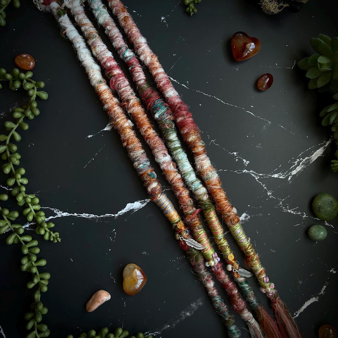 4 Ready to Ship Dreadlock Extensions, Spring Colour Blend Synthetic ...