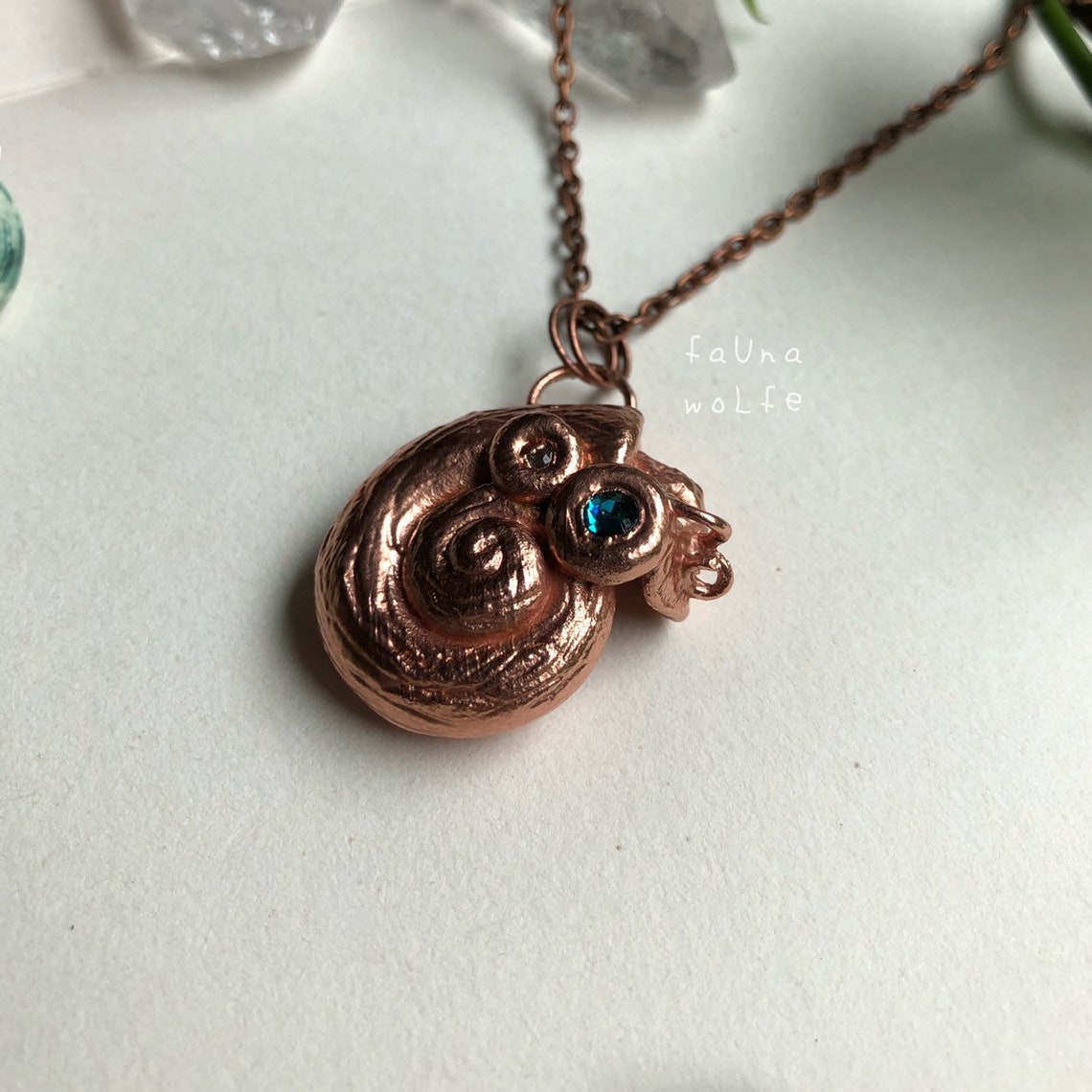Copper Snail Necklace Copper Snail Pendant Tiny Cute Garden - Etsy