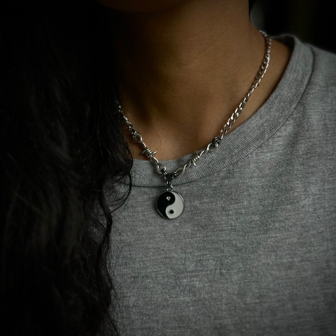 Yin Yang Barb Wire Necklace, Barbed Wire Necklace, Yin Yang Jewelry ...