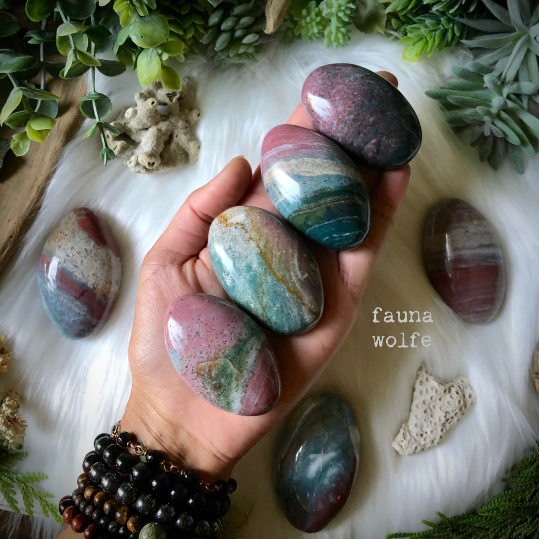 Ocean Jasper Palm Stone, Ocean Jasper Polished Palmstone, Ocean Jasper ...