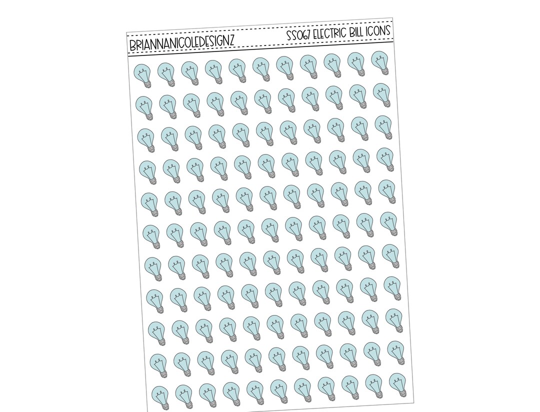 SS067 Electric Bill Icons | Planner Stickers - Etsy