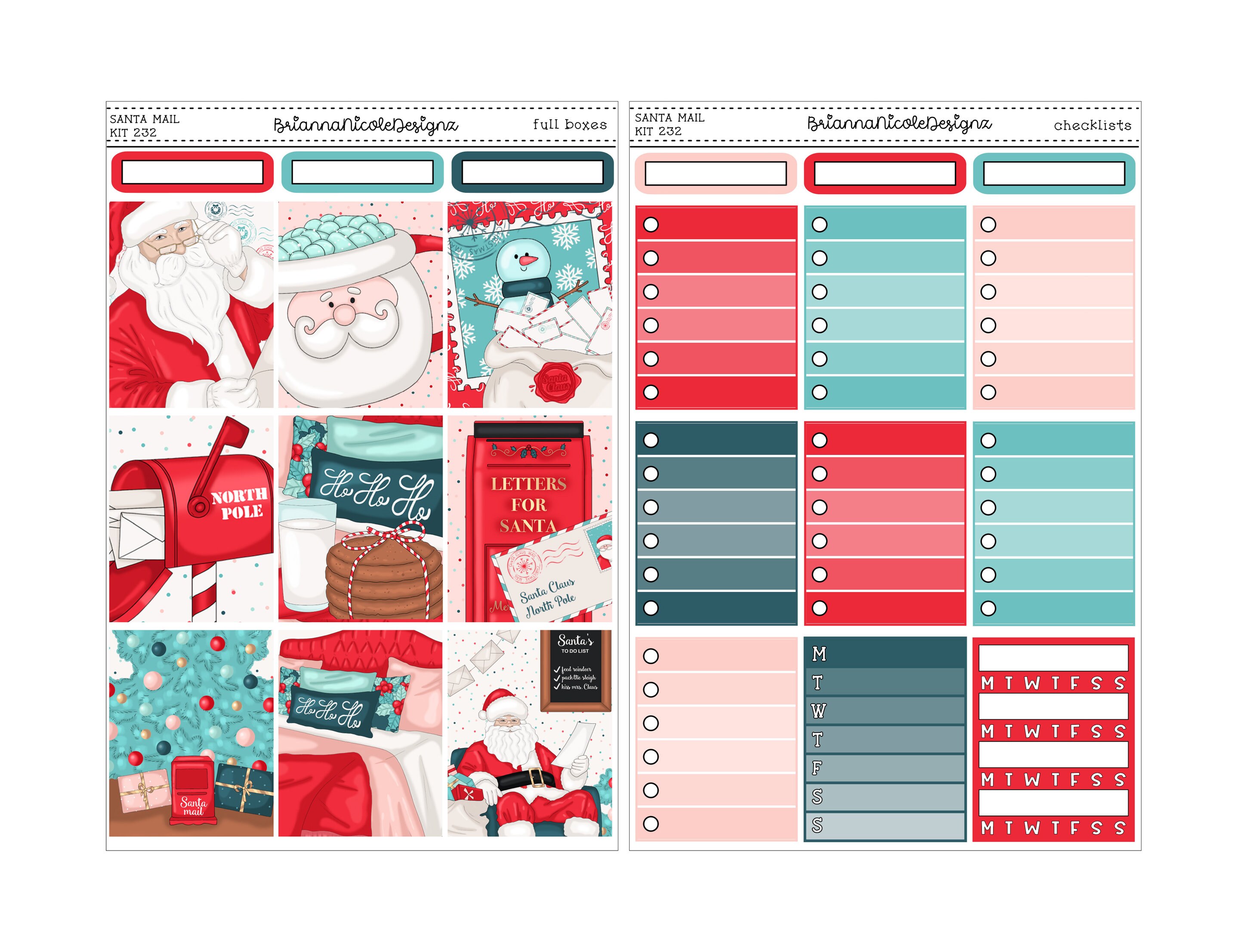 KIT 232 SANTA MAIL | Weekly Planner Sticker Kit - Etsy