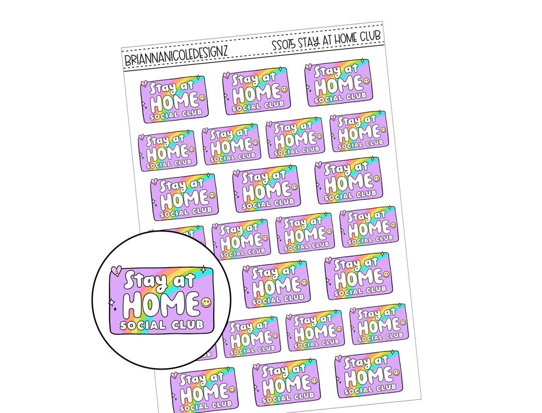 SS075 Stay at Home Club | Planner Stickers - Etsy