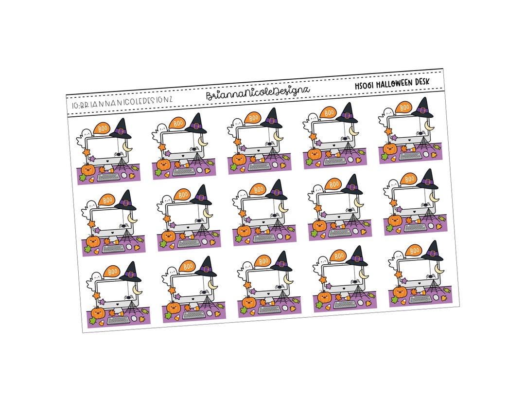 HS061 Halloween Desk | Halloween Planner Stickers| Spooky Stickers ...