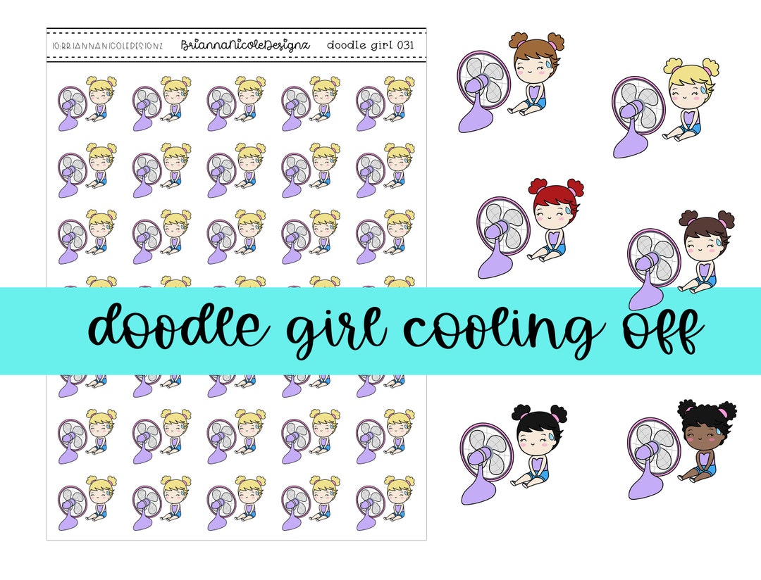 Doodle Girl 031 Cooling off | Planner Stickers - Etsy