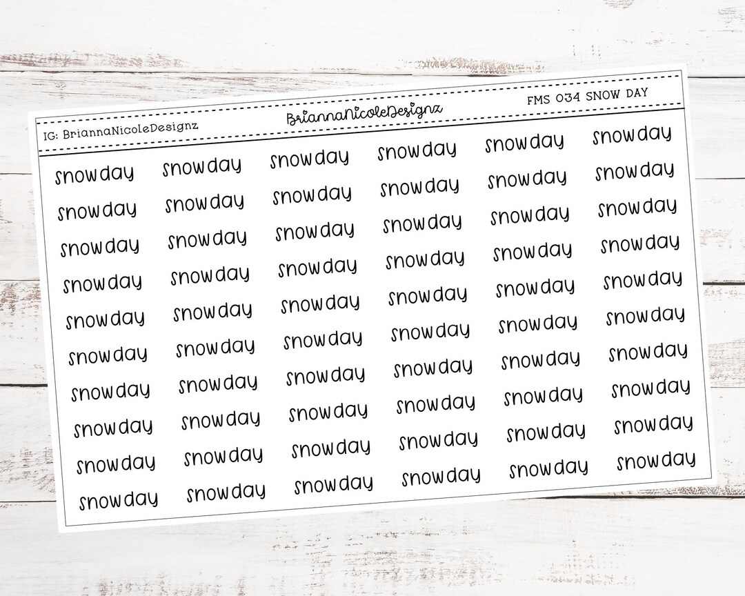 FMS 034 Snow Day Script | Planner Stickers - Etsy