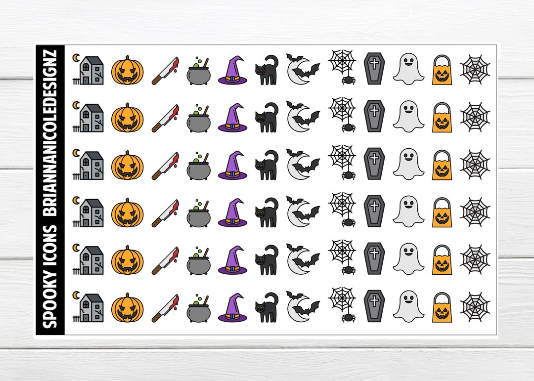 Spooky Icons Planner Stickers Planner Stickers - Etsy