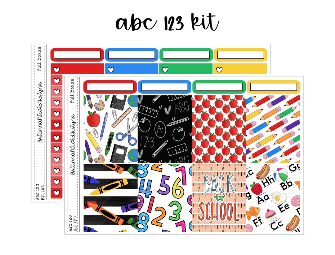 Kit 190 Abc 123 Weekly Planner Sticker Kit - Etsy
