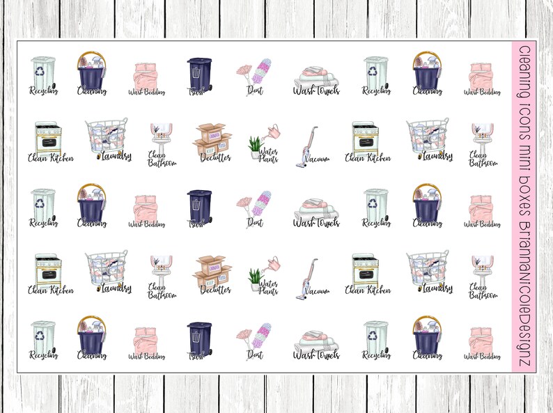 Cleaning Icons Mini Planner Stickers | Etsy