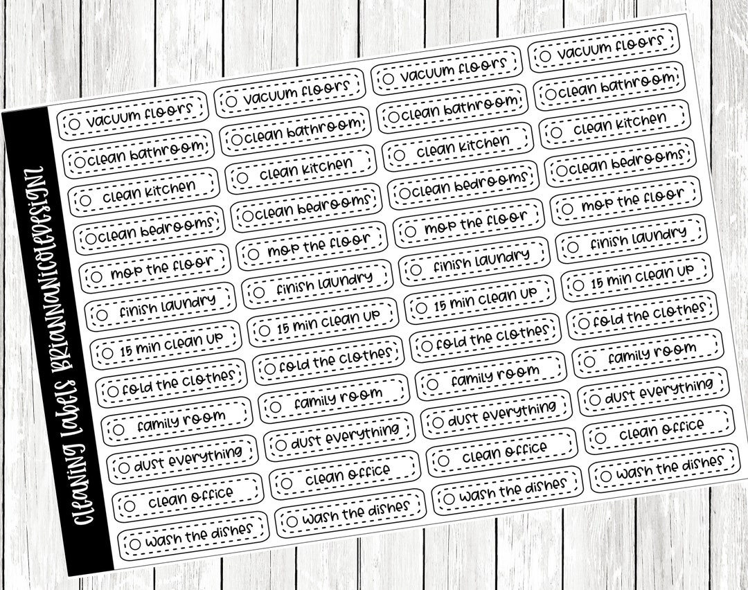 Cleaning Labels | Planner Stickers - Etsy