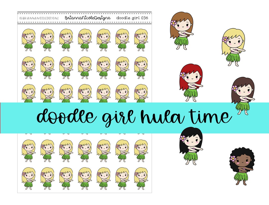 Doodle Girl 036 Hula Time | Planner Stickers - Etsy