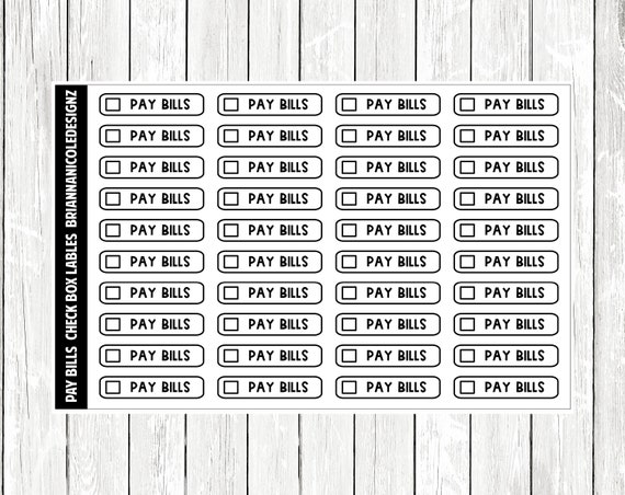 Pay bills checkbox labels planner stickers | Etsy