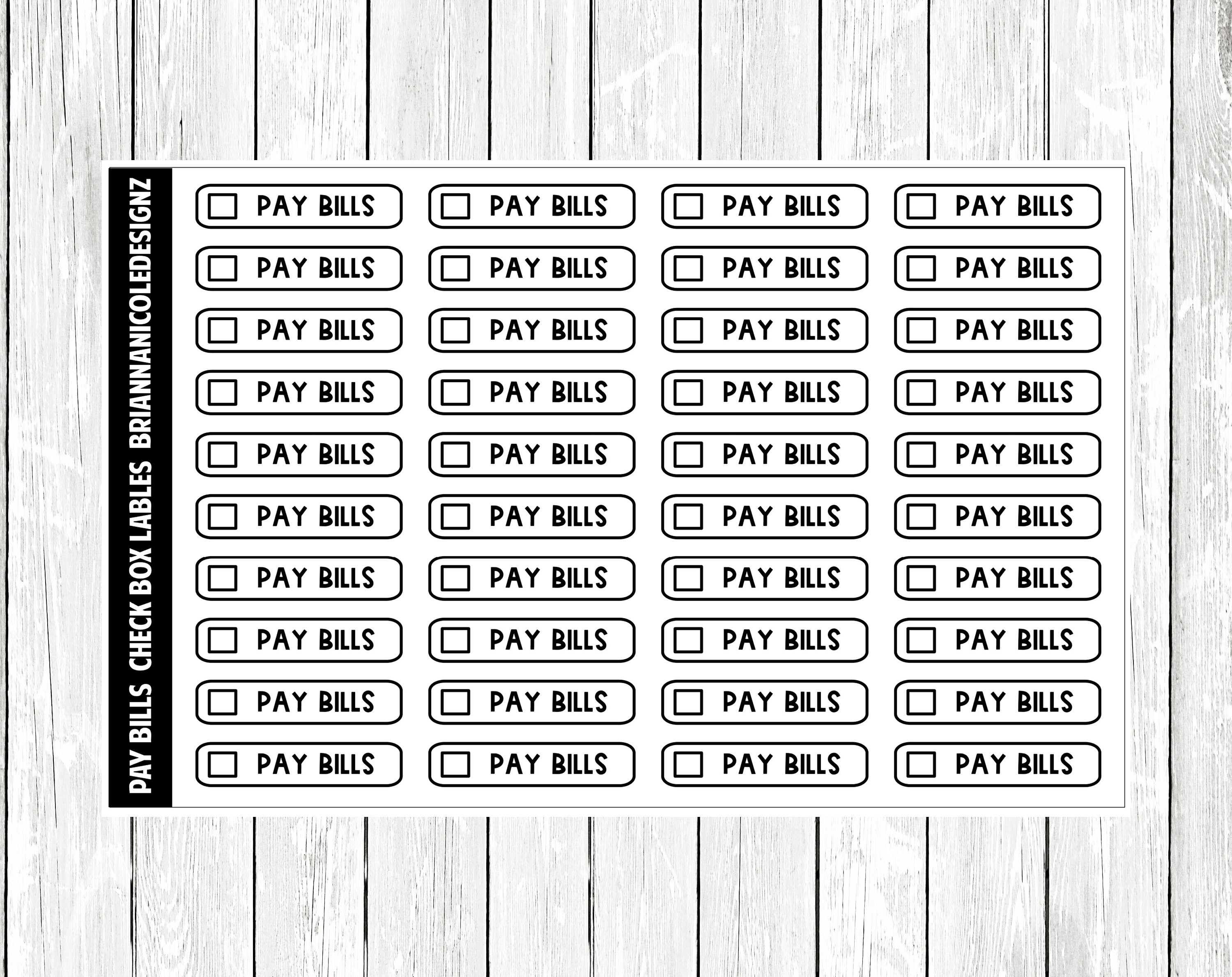 Pay Bills Checkbox Labels Planner Stickers - Etsy