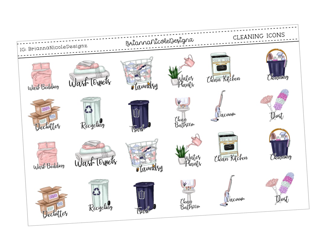Cleaning Icons | Planner Stickers - Etsy