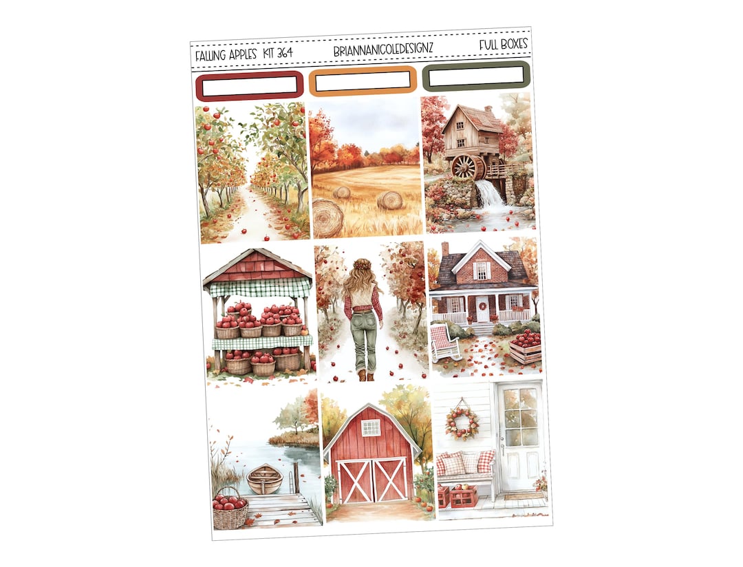 KIT 364 Falling Apples | Fall Planner Stickers - Etsy