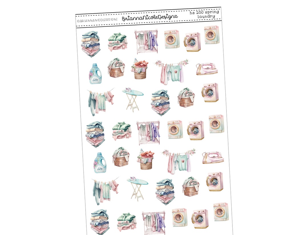 HS250 Spring Laundry | Planner Stickers | Spring Planner Stickers - Etsy