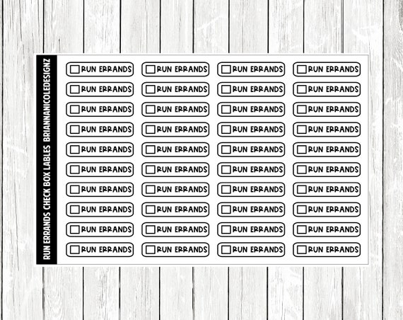 Run Errands Checkbox Labels Planner Stickers - Etsy
