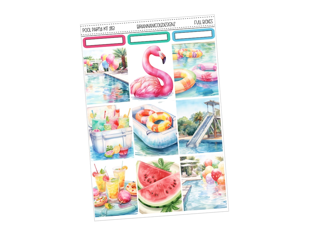 KIT 283 Pool Party | Summer Stickers | Summer Sticker Kits - Etsy