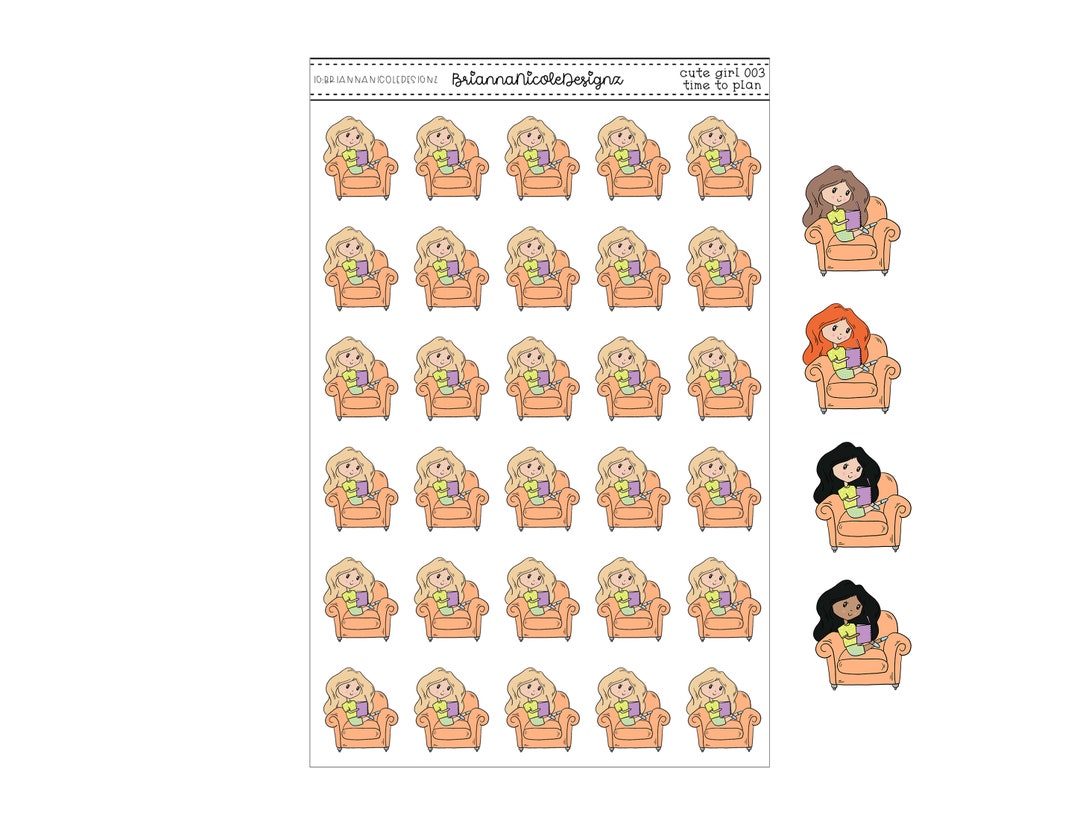 Cute Girl 003 Time to Plan | Planner Stickers - Etsy