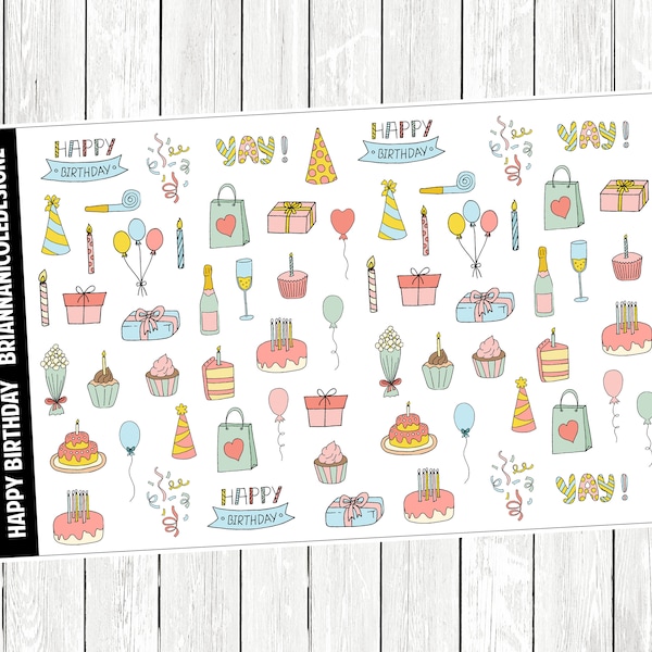 Birthday Planner Stickers - Etsy