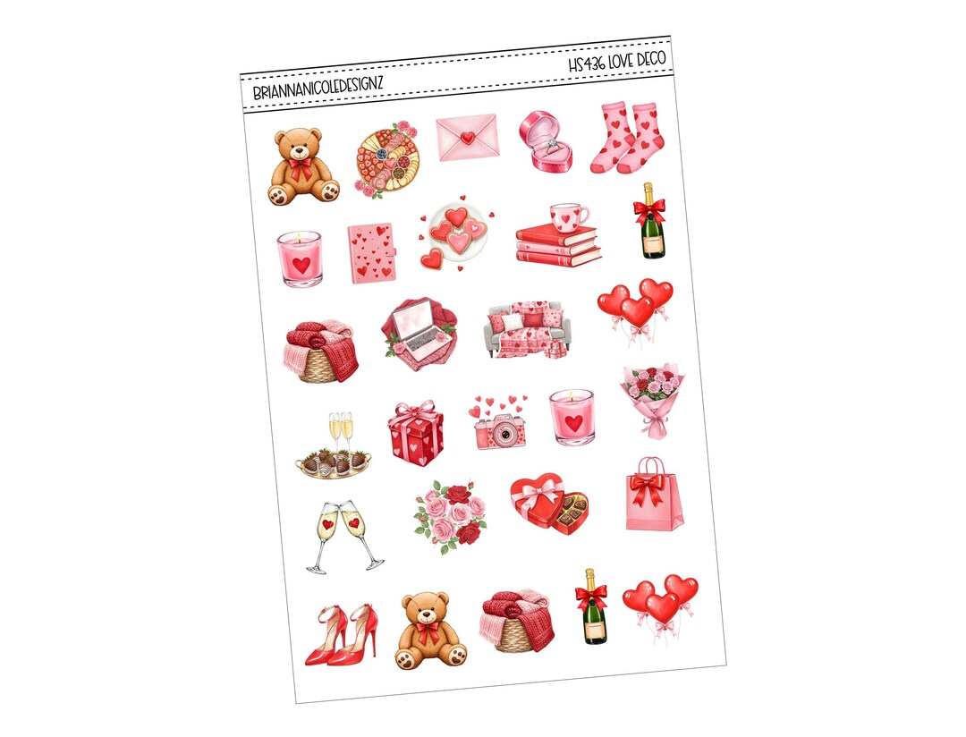 HS 436 Love Deco | Valentines Day Planner Stickers - Etsy