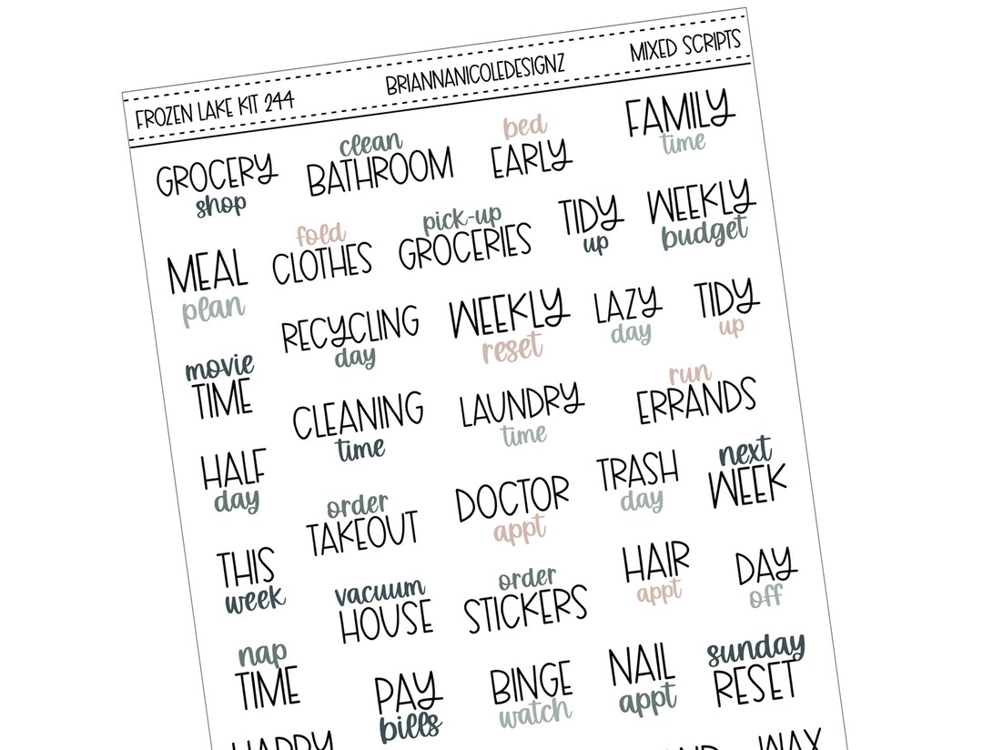 KIT 244 Frozen Lake Mixed Scripts Planner Stickers - Etsy