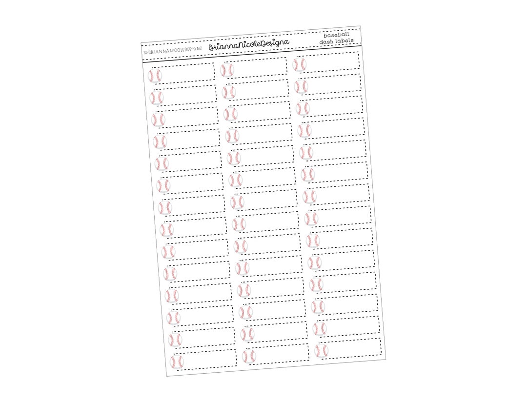 Baseball Dash Labels Planner Stickers - Etsy