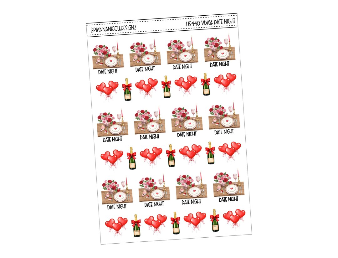 HS 440 V-day Date Night | Valentines Day Planner Stickers - Etsy