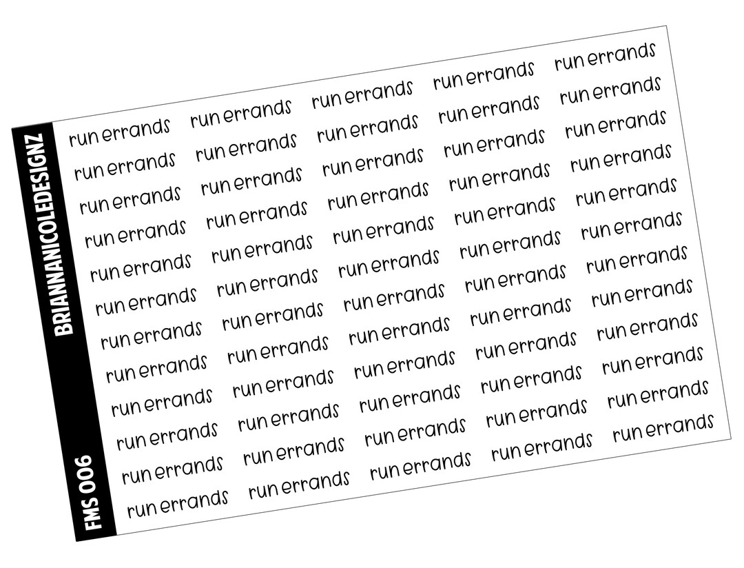 FMS006 Run Errands Script //planner Stickers//script Stickers ...