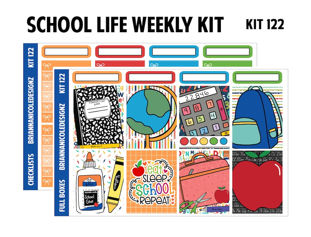 Kit 122 School Life | Weekly Planner Sticker Kit - Etsy