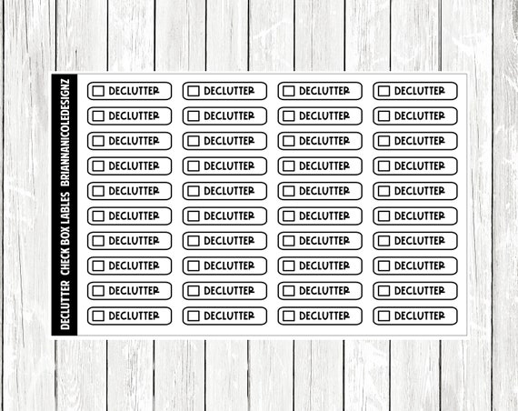 Declutter Checkbox Labels Planner Stickers | Etsy