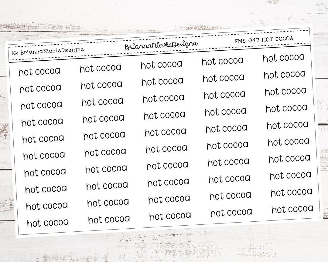 FMS 047 Hot Cocoa Script | Planner Stickers - Etsy