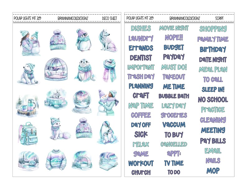 KIT 329 Polar Lights | Winter Planner Stickers - Etsy