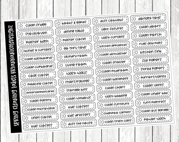 Spring Cleaning Labels | Planner Stickers - Etsy