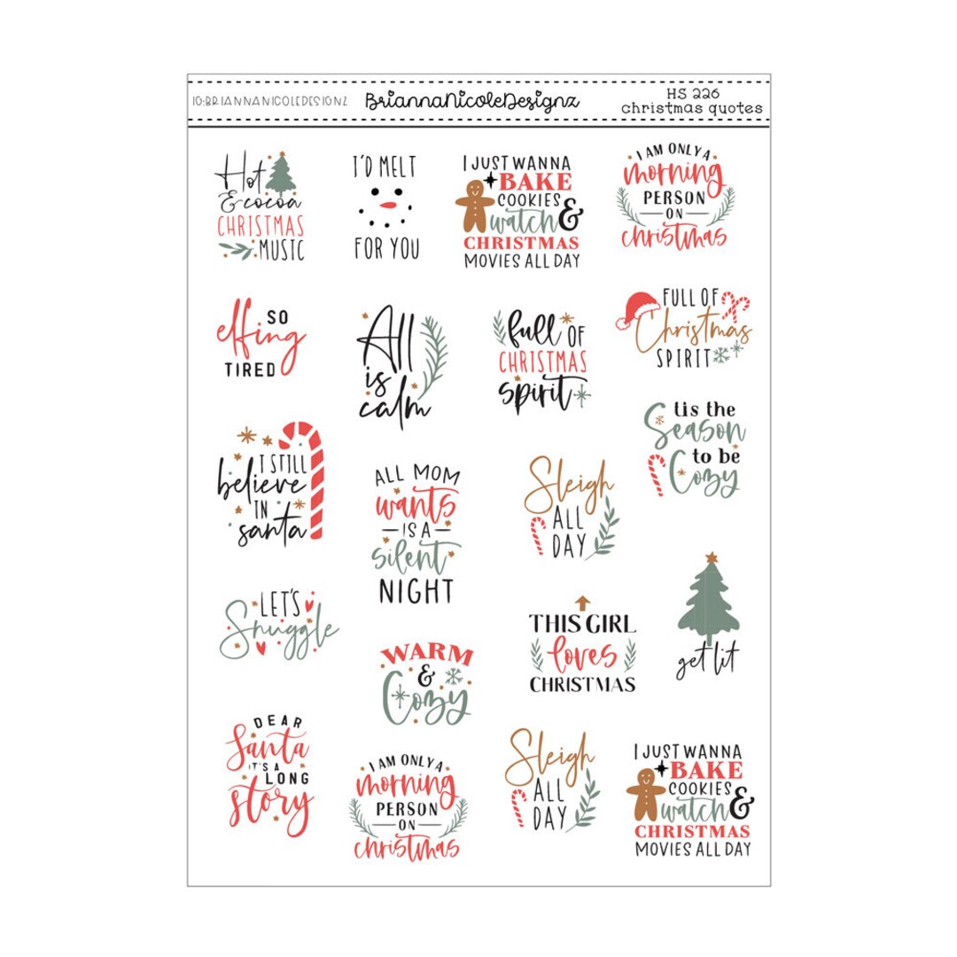 HS 226 Christmas Quotes | Planner Stickers - Etsy