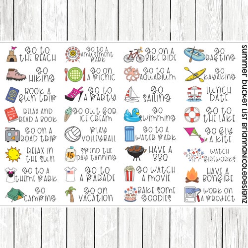 1163summer Bucket List Planner Stickers. - Etsy