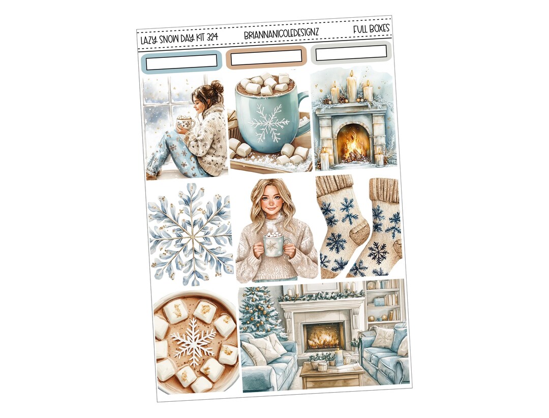 Kit 324 Lazy Snow Day | Winter Planner Stickers - Etsy