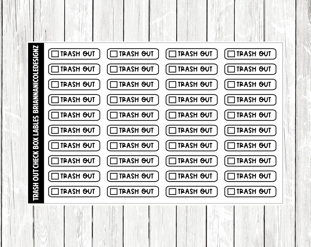 Trash Out Checkbox Labels | Planner Stickers - Etsy